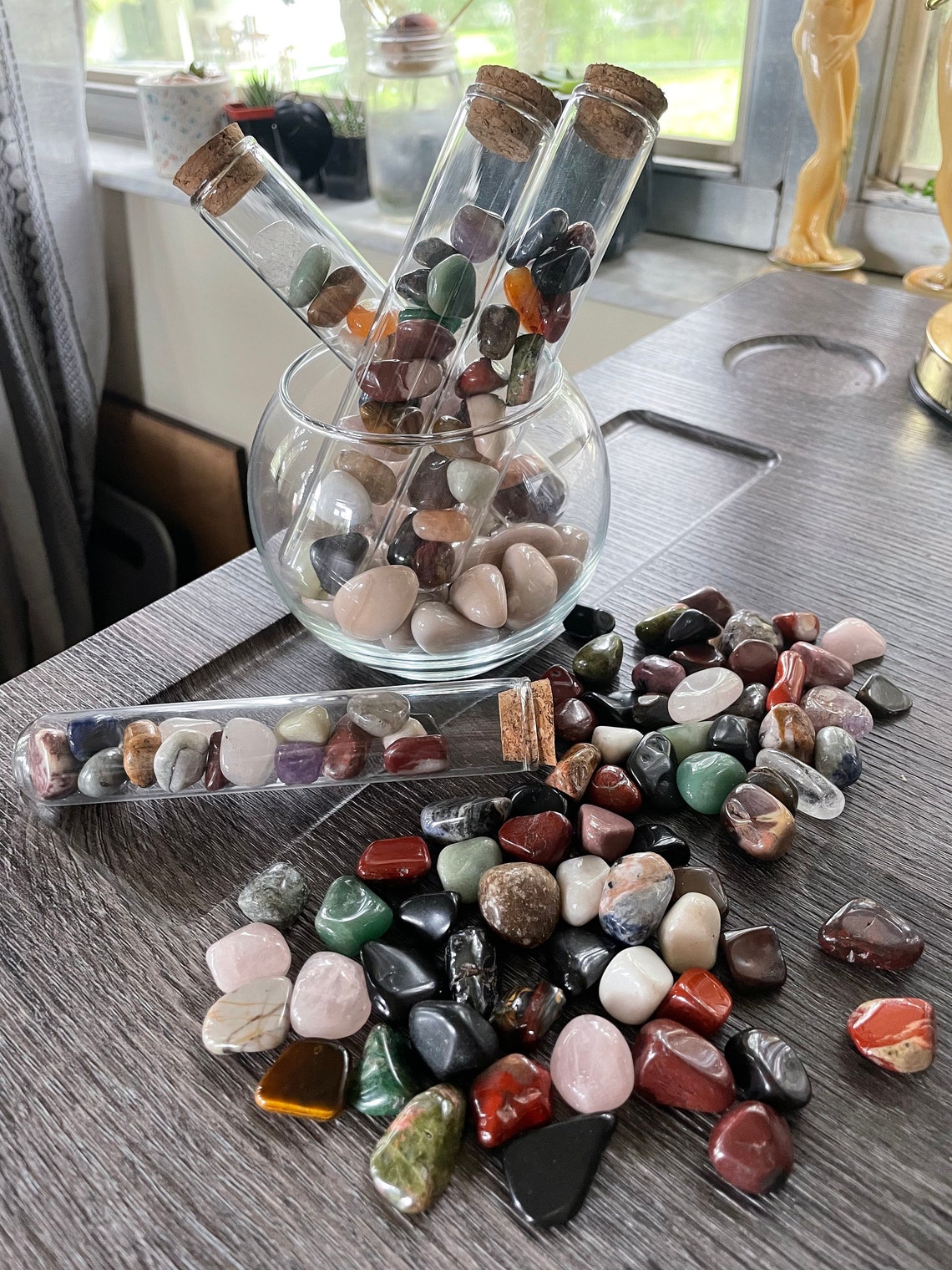 15 Tumbled Mystery Crystal Vile Glass Vile With Mystery - Etsy