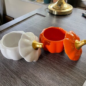 Glazed Ceramic Pumpkin Trinkets With Lids, Orange or White Pumpkin - Etsy