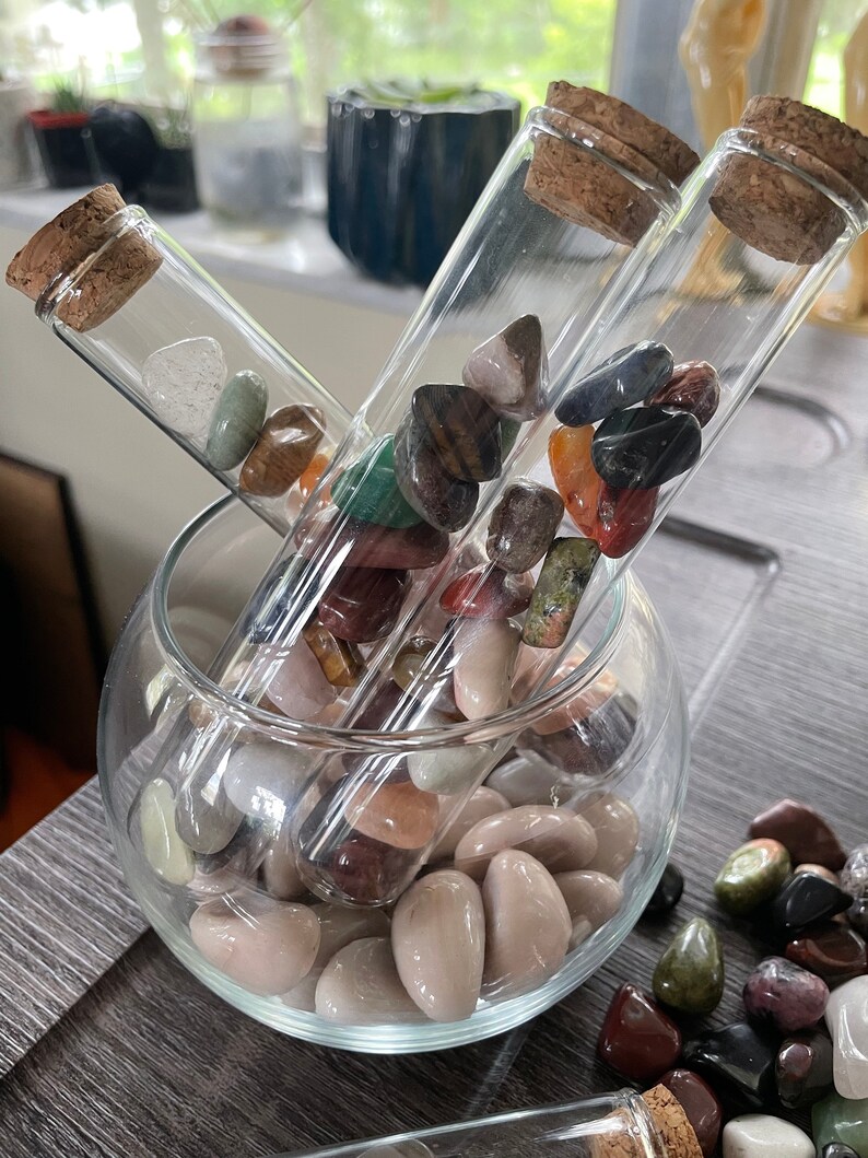 15 Tumbled Mystery Crystal Vile, Glass Vile With Mystery Crystals ...