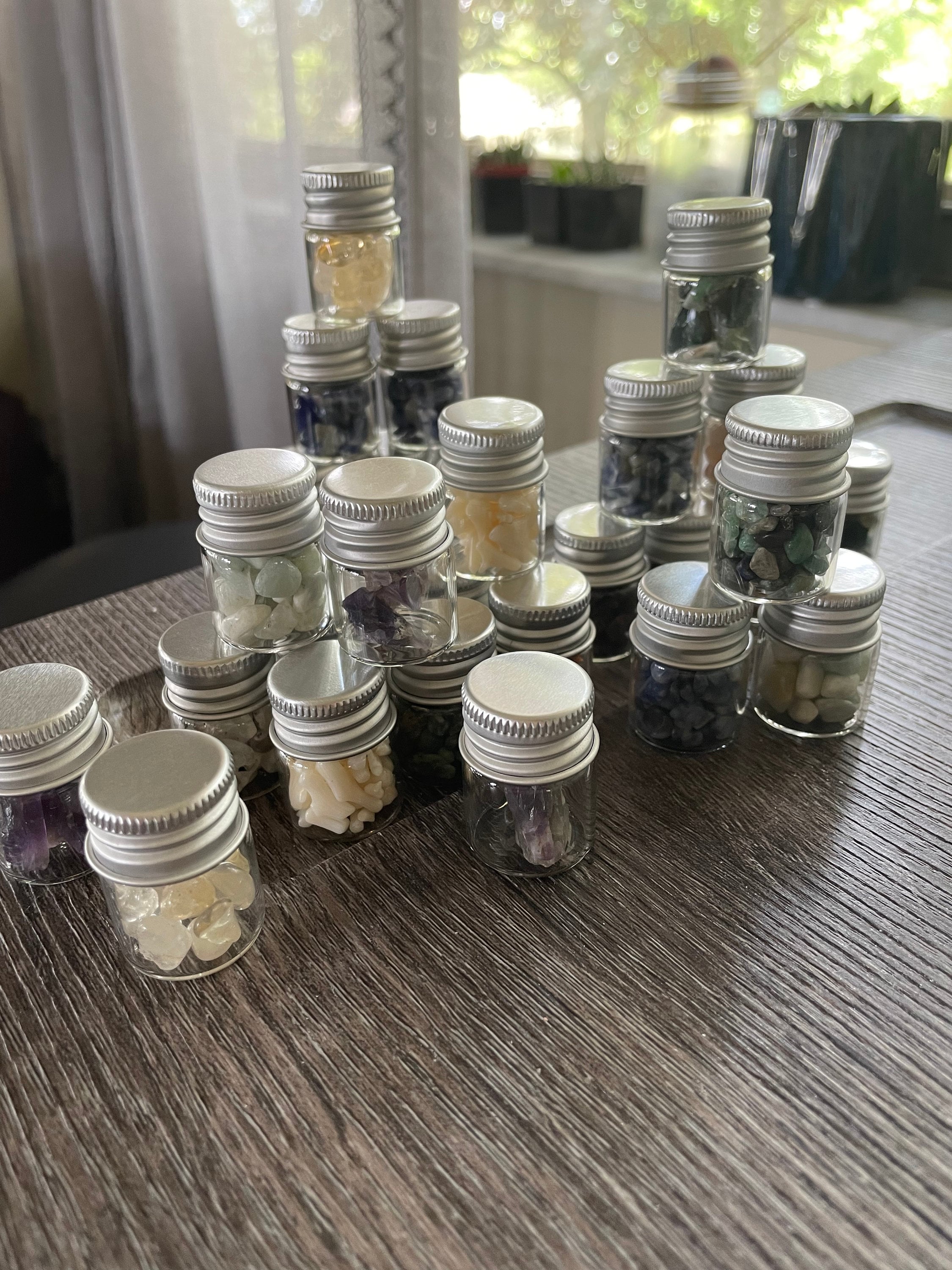Mini Travel Mystery Jars /crystal Chips Mini Jars Altar - Etsy
