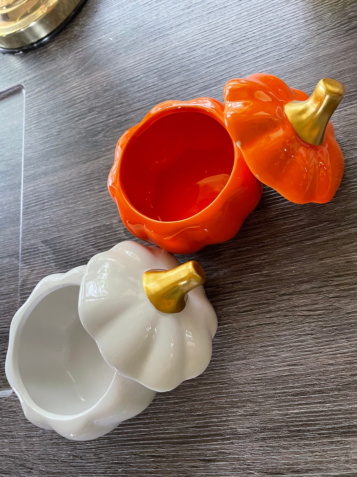 Glazed Ceramic Pumpkin Trinkets With Lids, Orange or White Pumpkin - Etsy