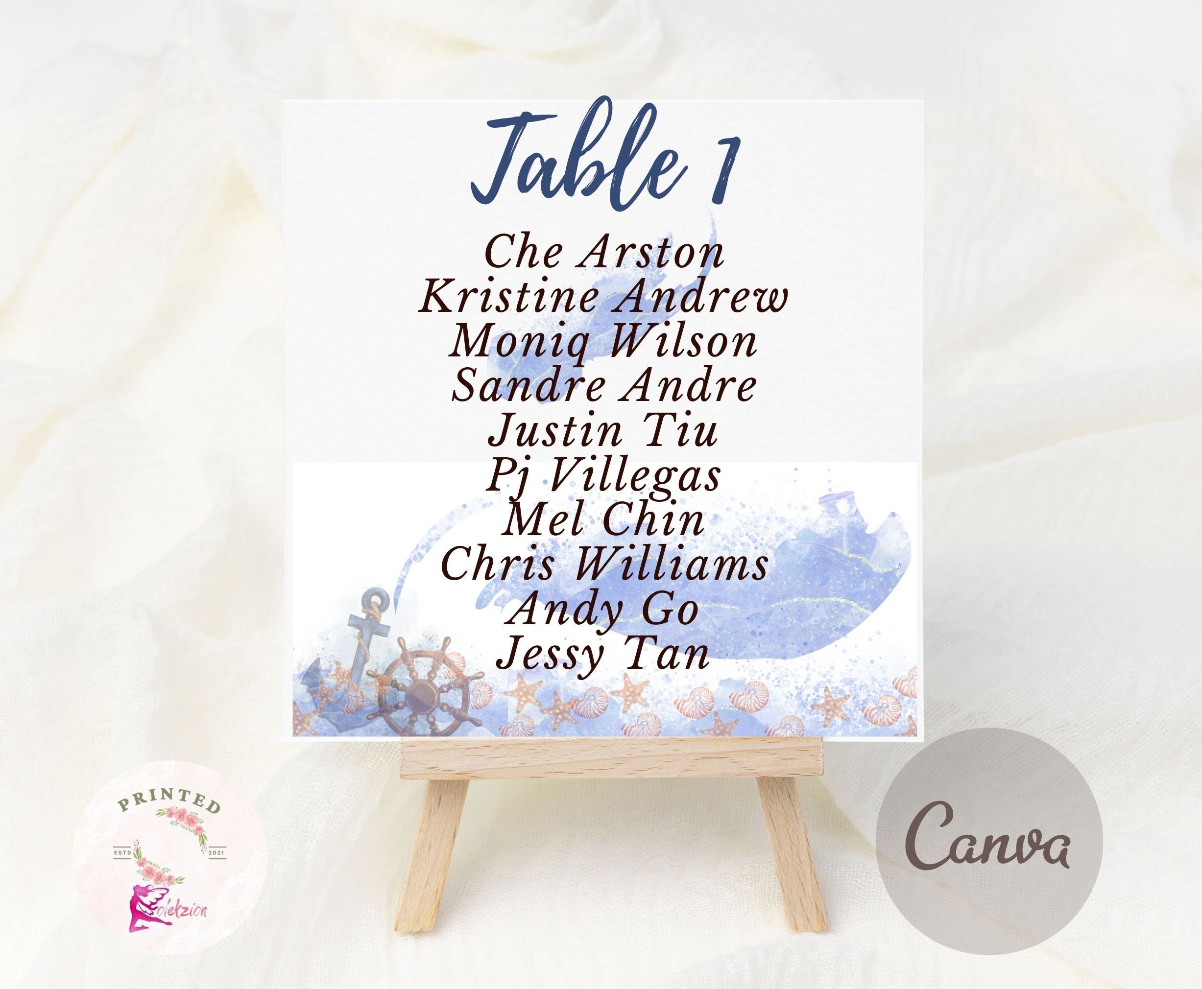 Nautical Seating Chart Template. Wedding Seating Chart Sign Beach ...