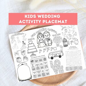 Kids Wedding Activity Sheet. Printable Table Game Placemat for Kids ...