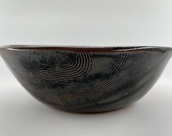 Turquoise and Black Tall Bowl, Ceramic Bowl, Boho Kitchenware ...