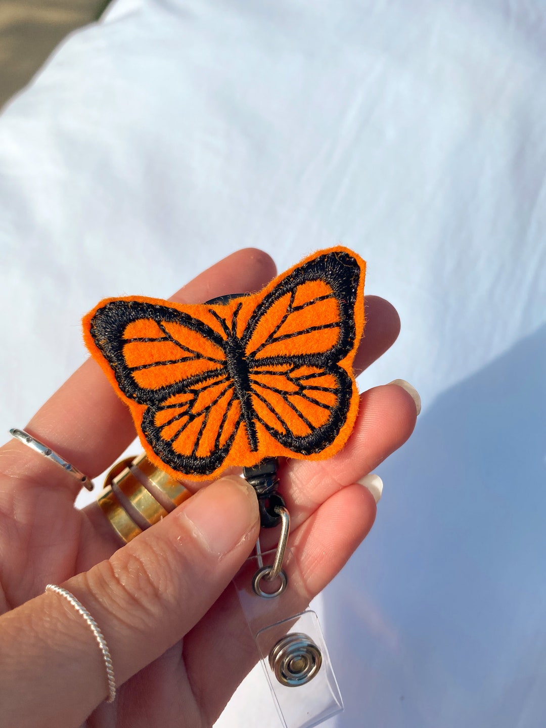 Monarch Butterfly Badge Reel Alligator Claw - Etsy