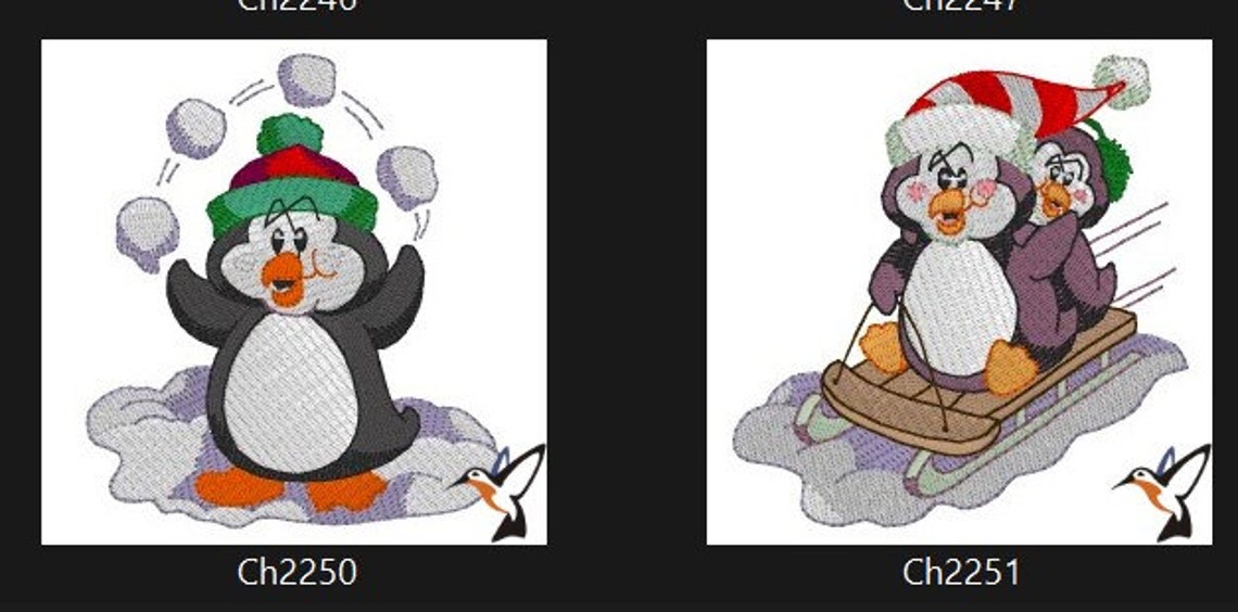 20 File Design Penguins , Machine Embroidery Files Winter, Snow ...