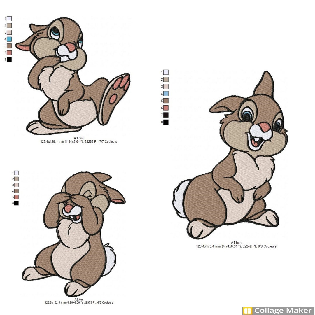 3 fichiers Thumper (Tampurino), dessin de broderie pour machine Tippete ...