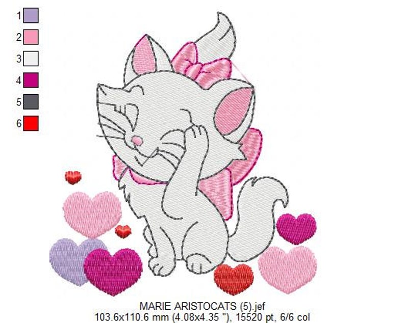 7 Rows Marie Aristocats, Design Embroidery Machine, PES - Etsy
