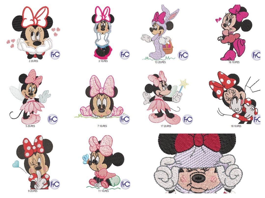 11 Design Minnie Embroidery Design Machine, Baby Minnie Embroidery ...