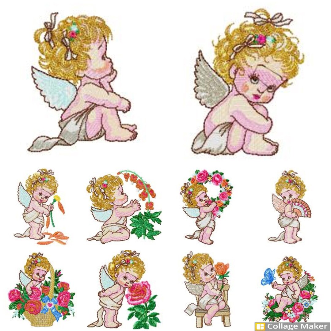 10 Files Baby Baptism Angel, Baby Baptism Angel, Embroidery Design, - Etsy