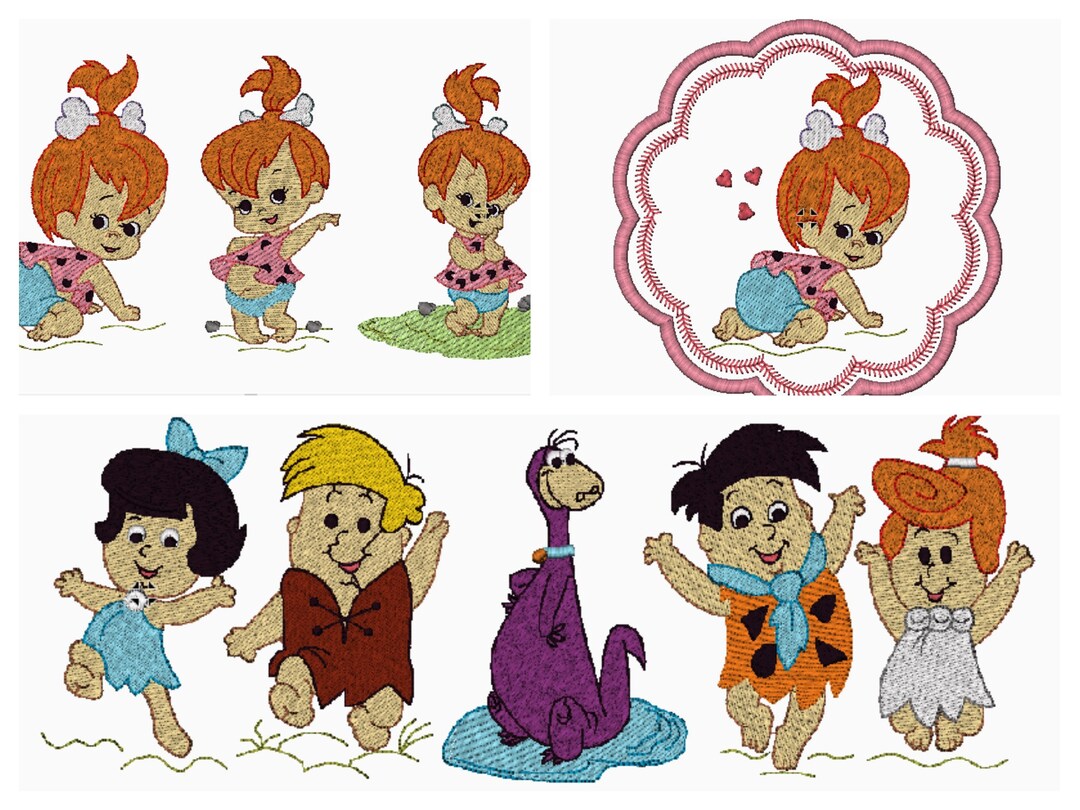 9 Design Flintstones Embroidery Design Machine, Baby Embroidery Pattern ...