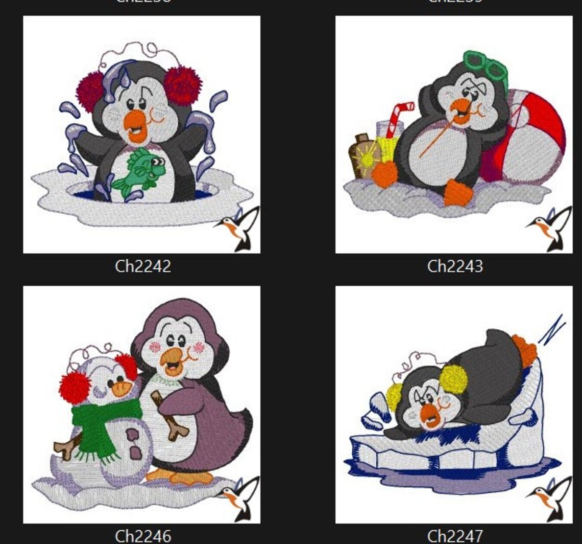 20 File Design Penguins , Machine Embroidery Files Winter, Snow ...