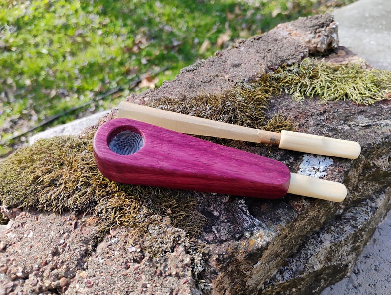 2 IN 1 Cone Pipe With 2 Hand Carved Wooden Cone Holder Lip Tips and 5 ...