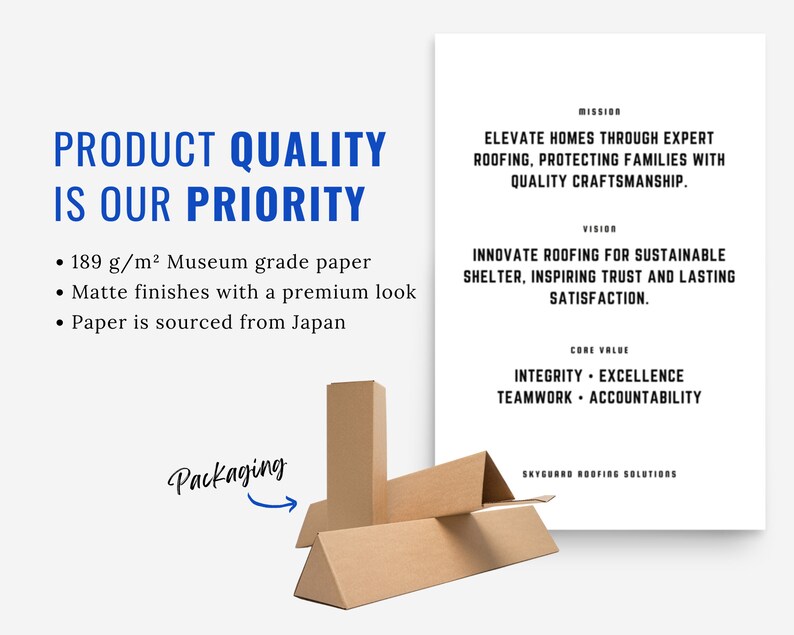 Personalized Mission, Vision, Core Values Wall Art Print Poster ...