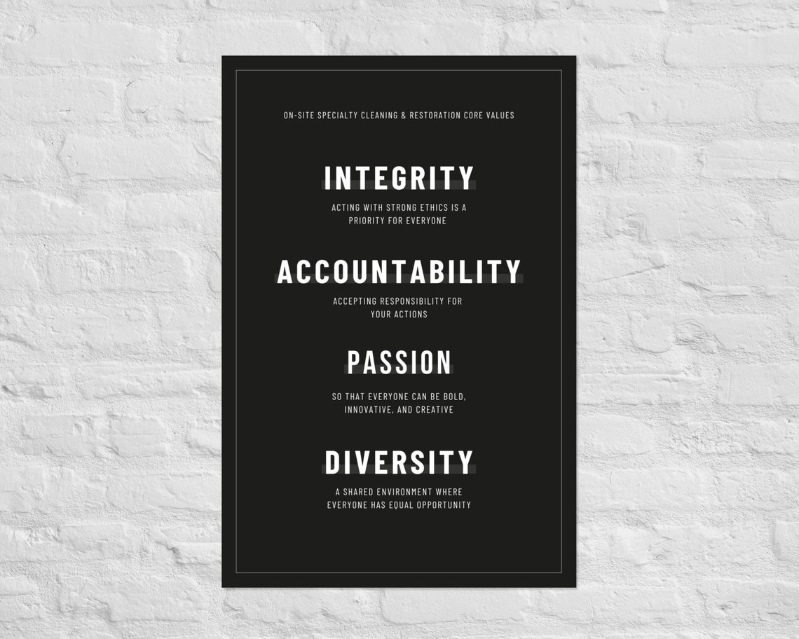 Personalized Core Values Wall Art Print Poster Motivational Quote ...