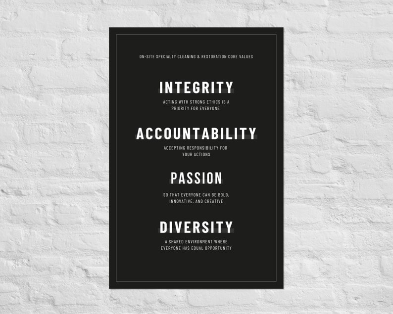 Personalized Core Values Wall Art Print Poster | Motivational Quote ...