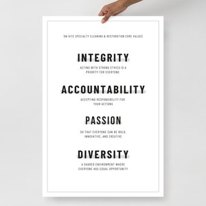 Personalized Core Values Wall Art Print Poster | Motivational Quote ...
