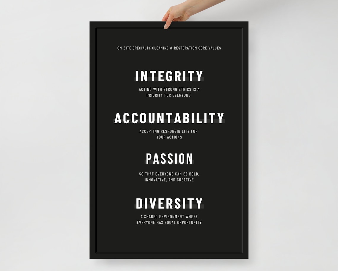 Personalized Core Values Wall Art Print Poster | Motivational Quote ...