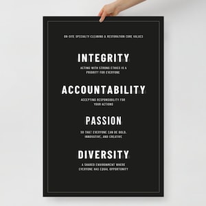 Personalized Core Values Wall Art Print Poster | Motivational Quote ...