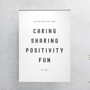Personalized Family Core Value Poster Print | Family Statement | Custom ...
