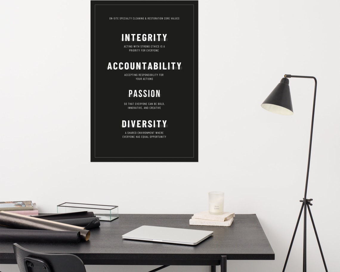 Personalized Core Values Wall Art Print Poster Motivational Quote ...