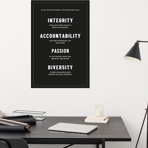 Personalized Core Values Wall Art Print Poster | Motivational Quote ...