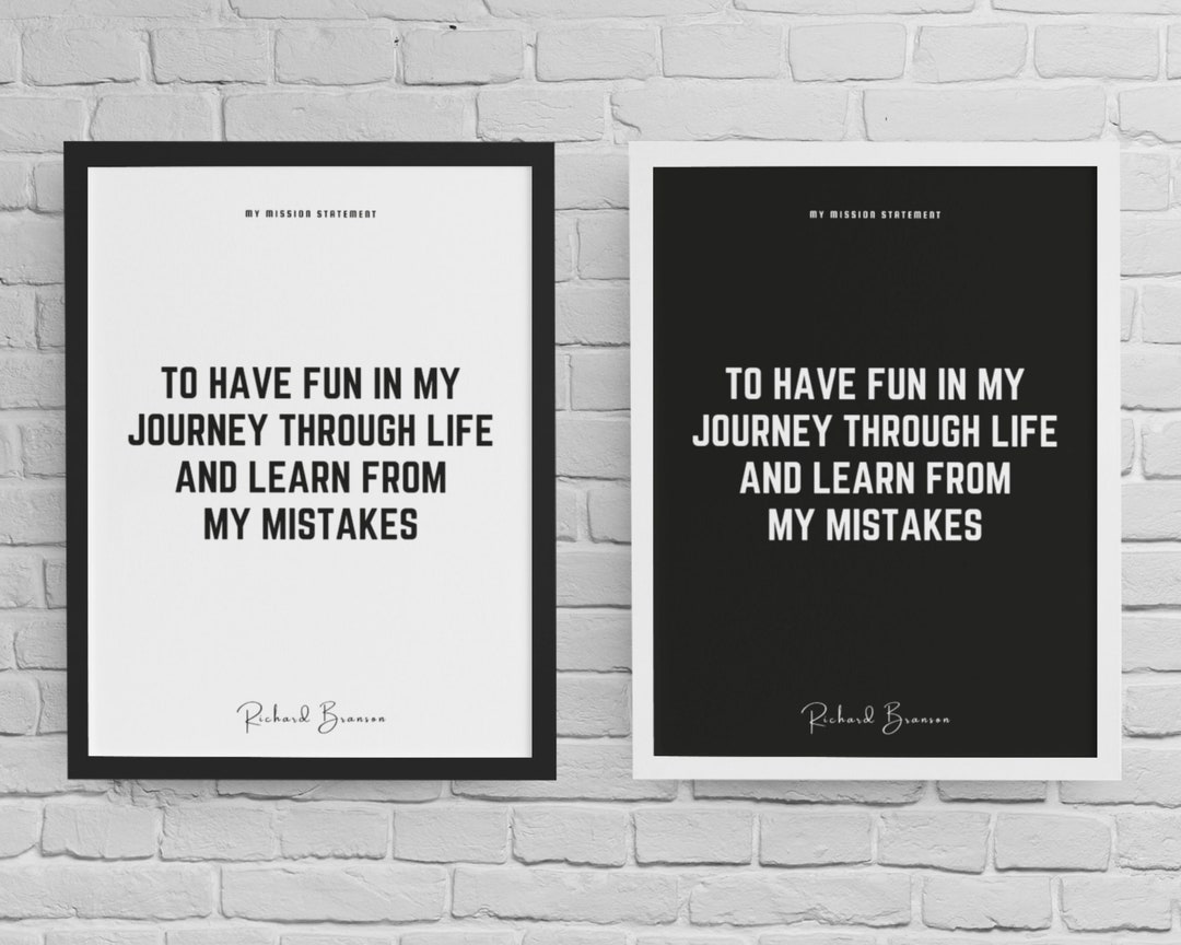 Personalized Personal Mission Statement Wall Art Print Poster ...