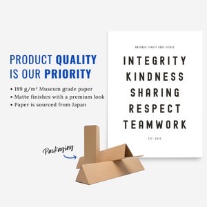 Personalized Family Core Value Poster Print | Family Statement | Custom ...