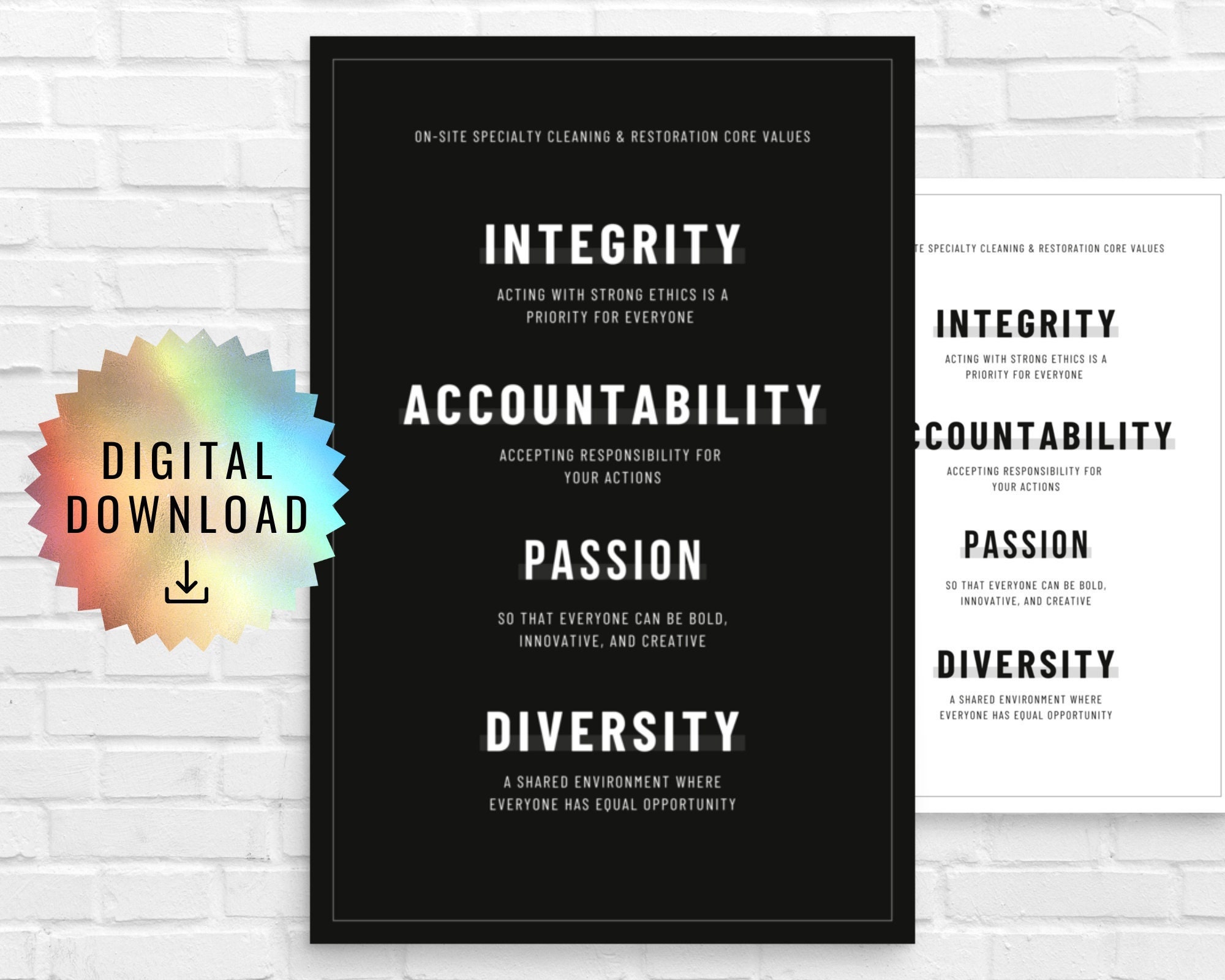 PRINTABLE Digital - Personalized Core Values Wall Art Print Poster ...