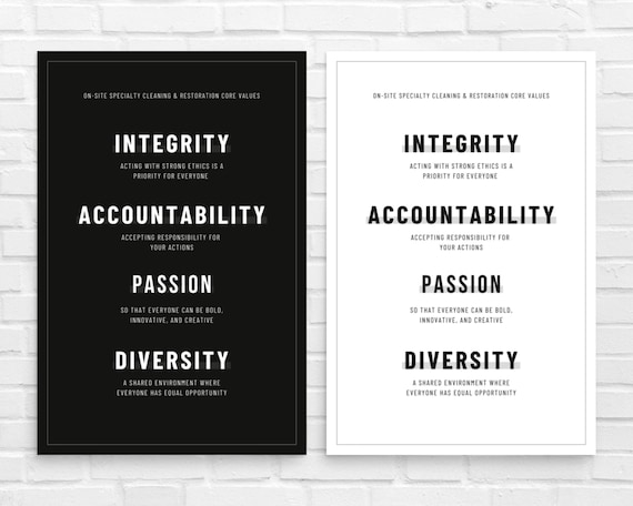Personalized Core Values Wall Art Print Poster Motivational - Etsy