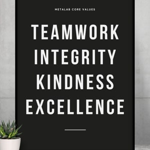Personalized Core Values Wall Art Print Poster | Motivational Quote ...