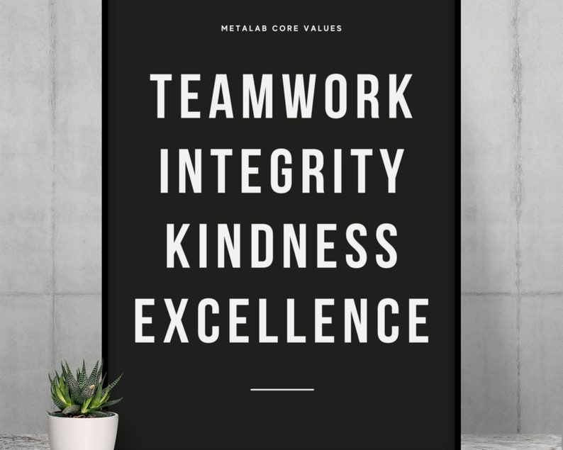 Personalized Core Values Wall Art Print Poster | Motivational Quote ...