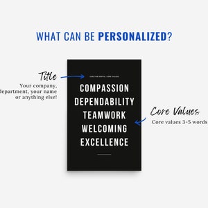 Personalized Core Values Wall Art Print Poster | Motivational Quote ...