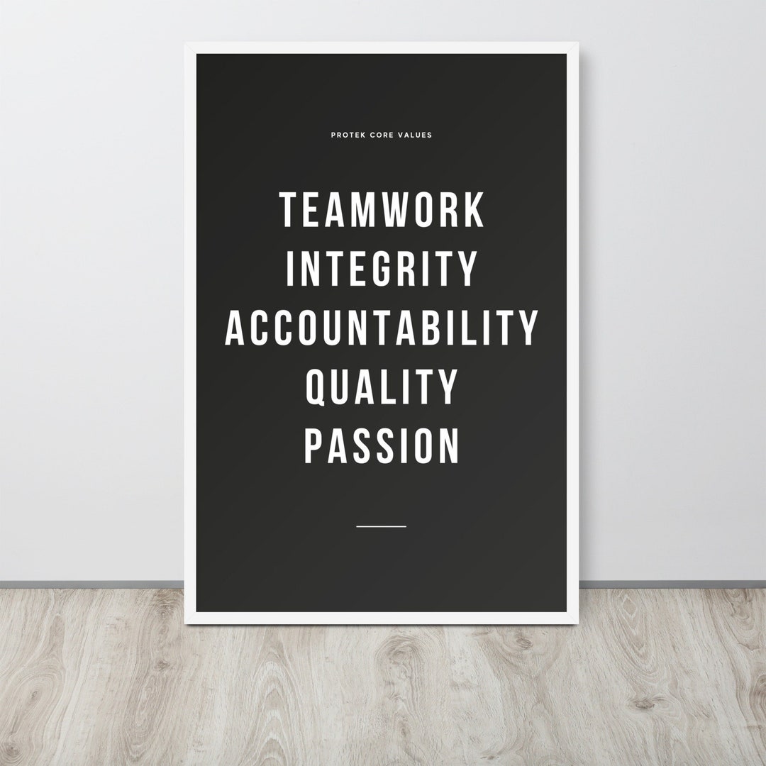 Personalized Framed Poster | Core Values | Motivational Quote ...