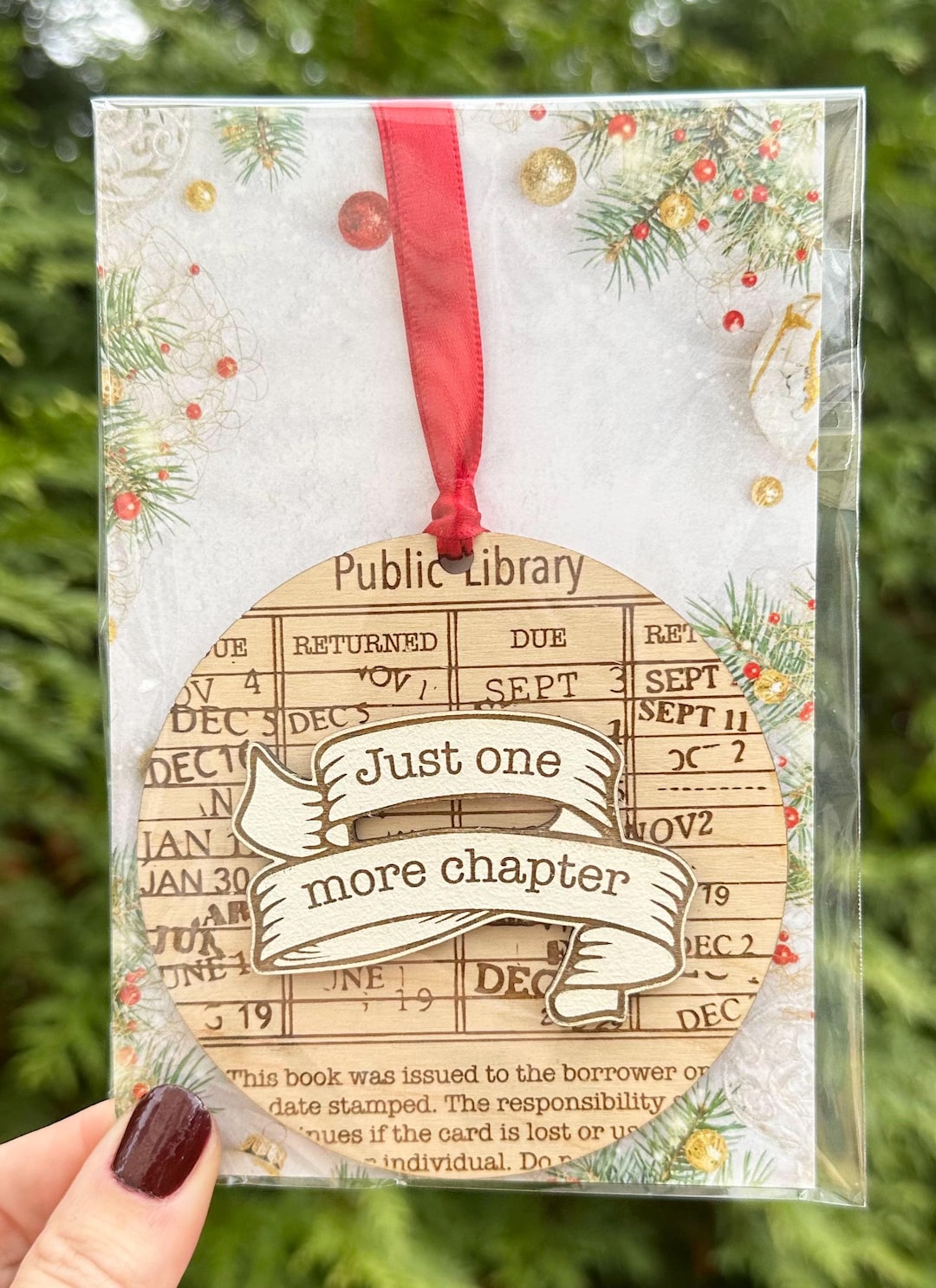 Just One More Chapter Ornament| Library Card Ornament| Book Ornament ...