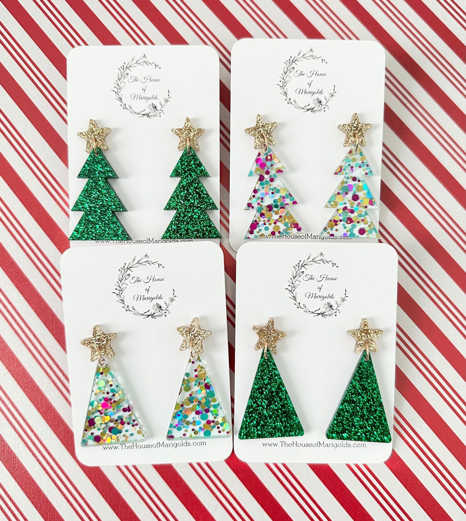 Glitter Tree Dangle Earrings| Christmas Tree Earrings | Christmas ...