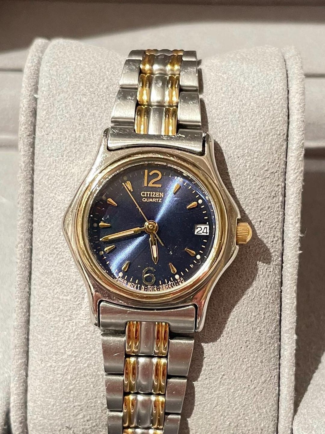 Vintage Citizen Watch, Blue Watch Face, Mixed Metal, Working, Battery ...