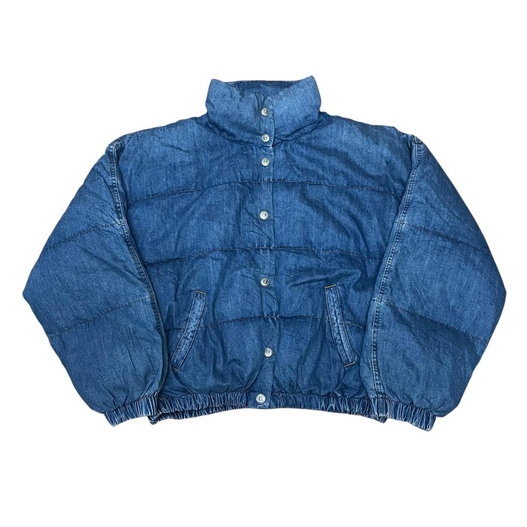Vintage Chanel Puffer Denim Jacket - Etsy