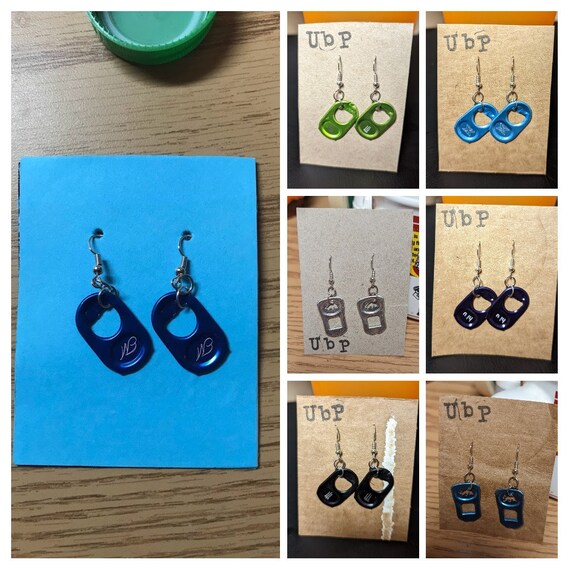 Michelob / Monster / Bubly / Red Bull / Tab Earrings / Blue | Etsy