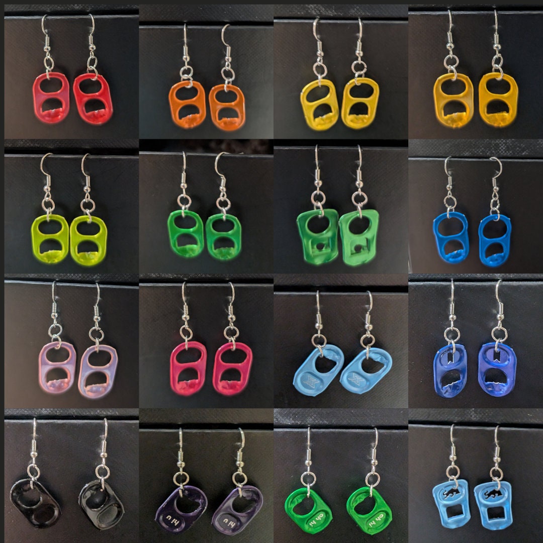 Colored Soda Can Tab Upcycled Earrings / Colorful / Zero Waste Eco ...
