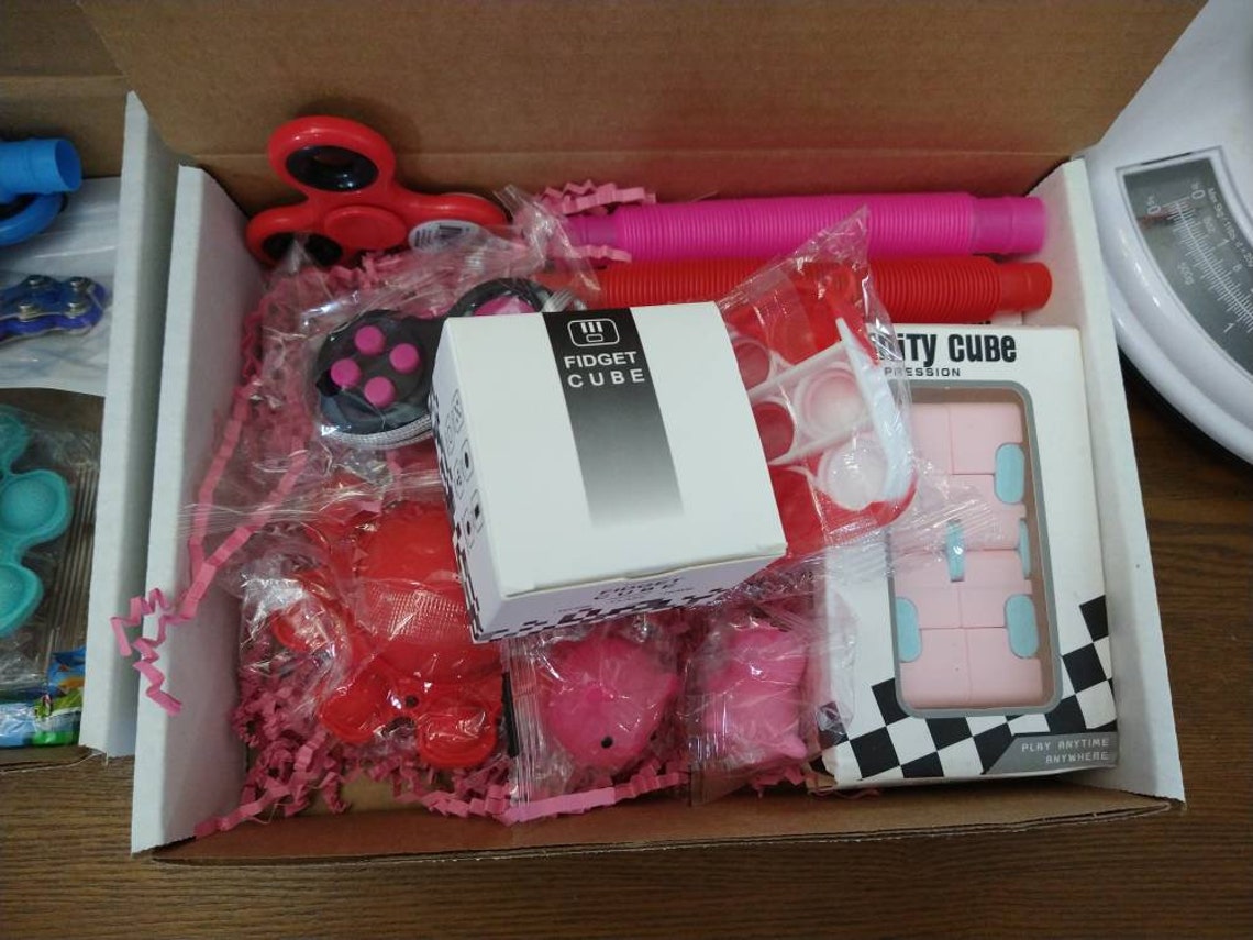 Pink and red fidget gift box perfect for kids | Etsy