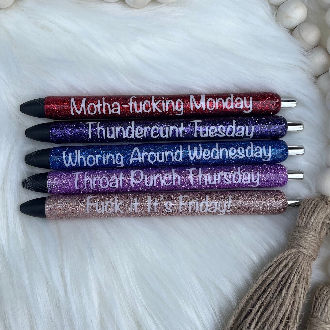 Glitter Weekday Injoy Gel Pens, Swear Words Pen, Funny Pen, Funny Adult ...