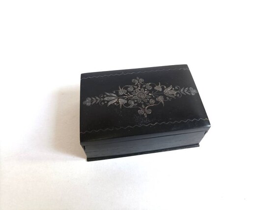 Antique Silver Inlay Floral Metallic Jewelry Box / Marquetry - Etsy