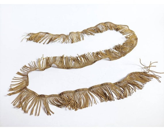 Antique Gold Thread Ribbon / Metallic Thread Fringe Tassel - Etsy