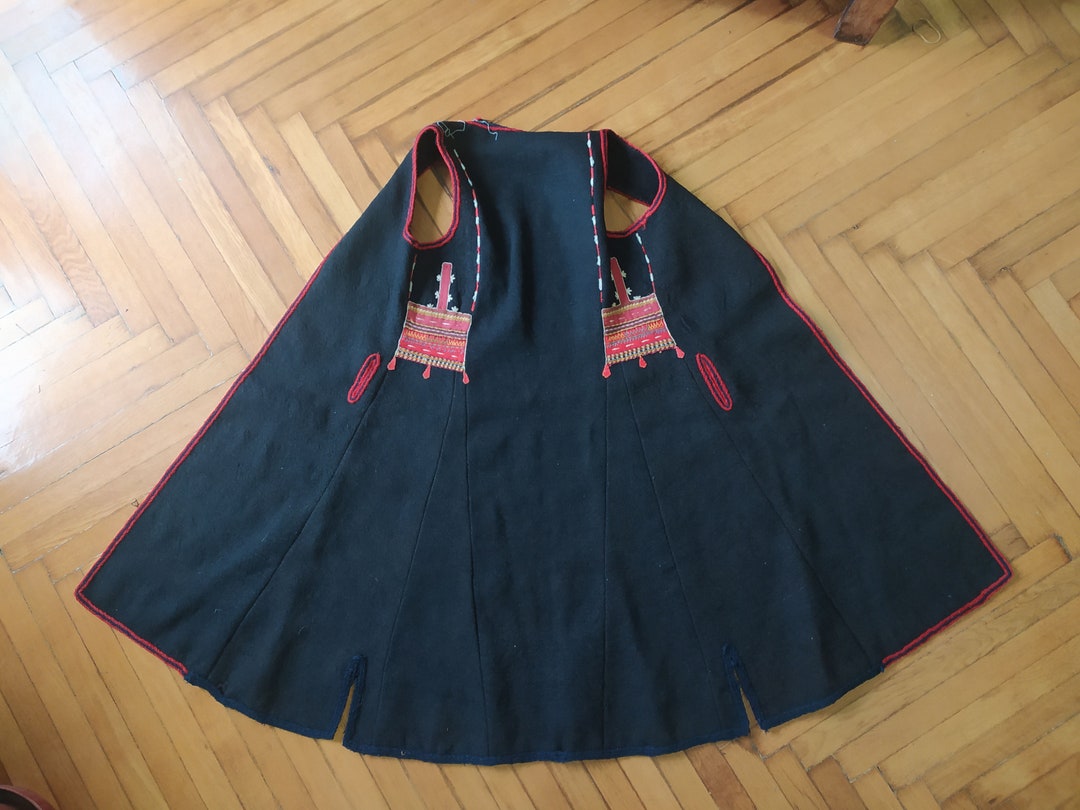 Antique Traditional Costume Coat Black and Red Segouni (σεγκούνι ...
