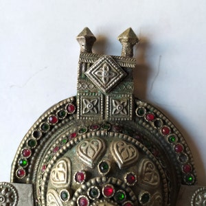 Antique Large Bedouin Tribal Pendant With Bells / Kuchi Afghan or Yemen Necklace / Traditional ...