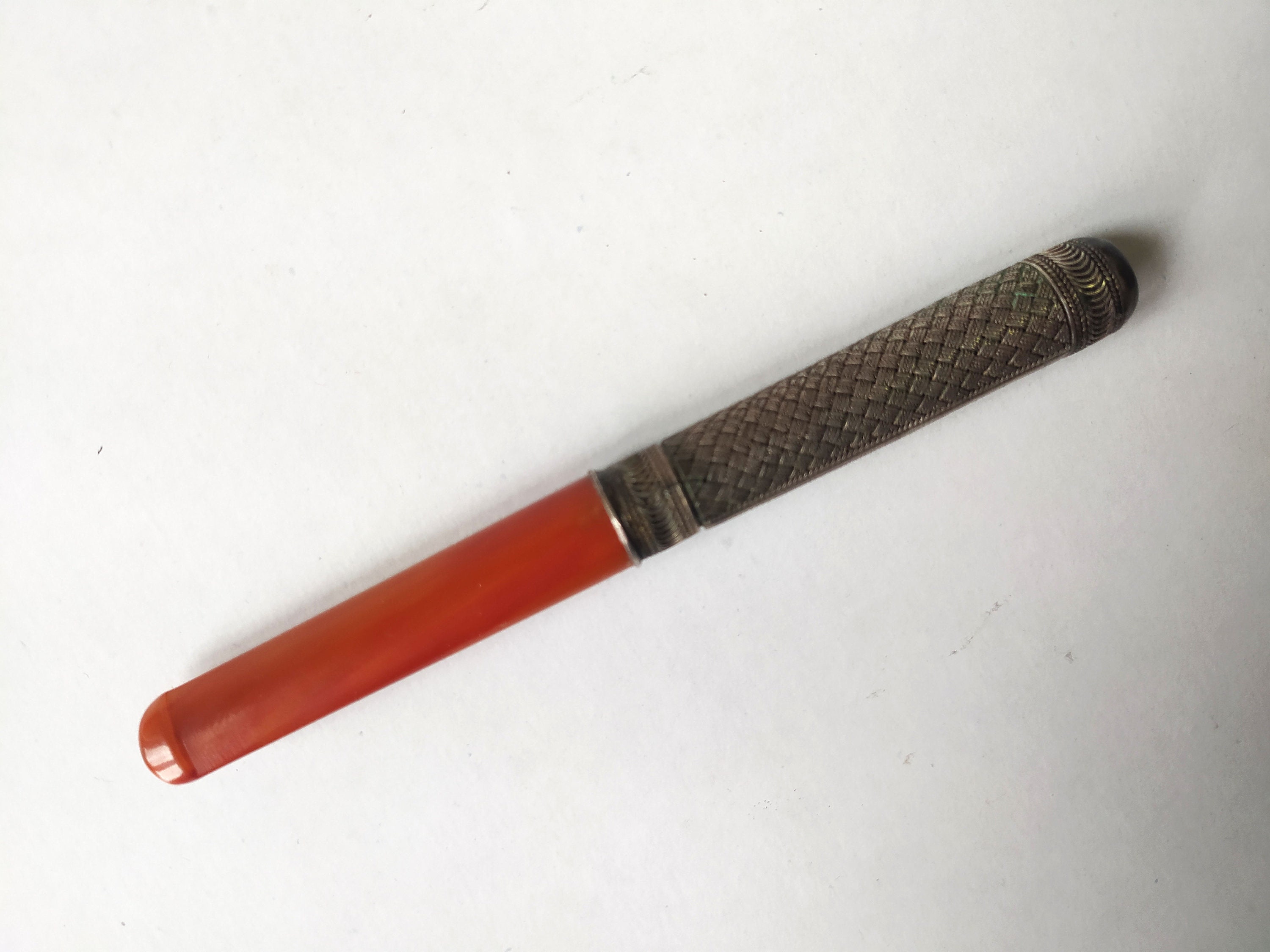 Antique Smoking Cigarette Holder Sterling Silver and Butterscotch ...