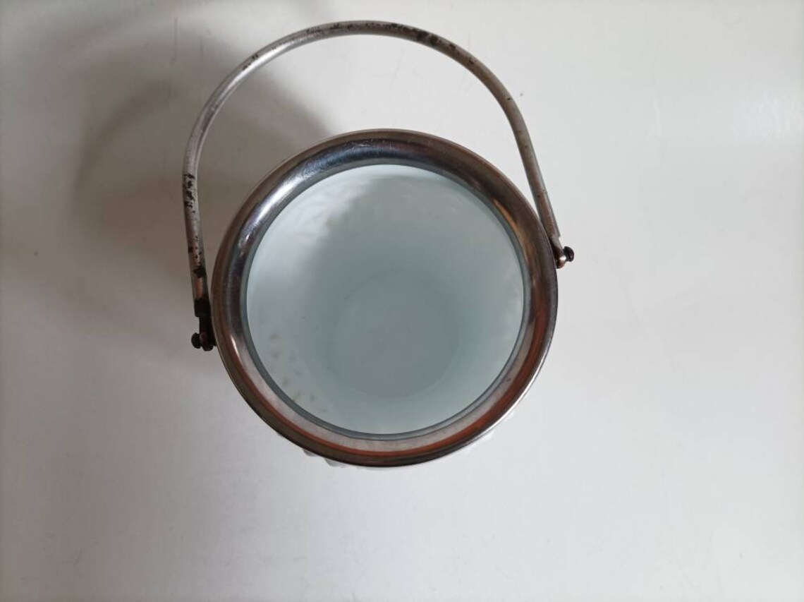 Vintage Milk Glass Ice Bucket / Ice Serving - Etsy