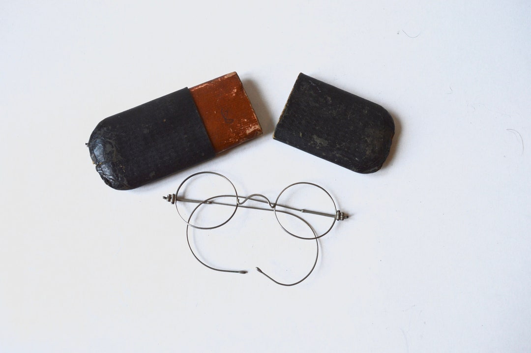 Antique Eye Glasses in Original Case / Wire Rims Eyeglasses / Steampunk ...