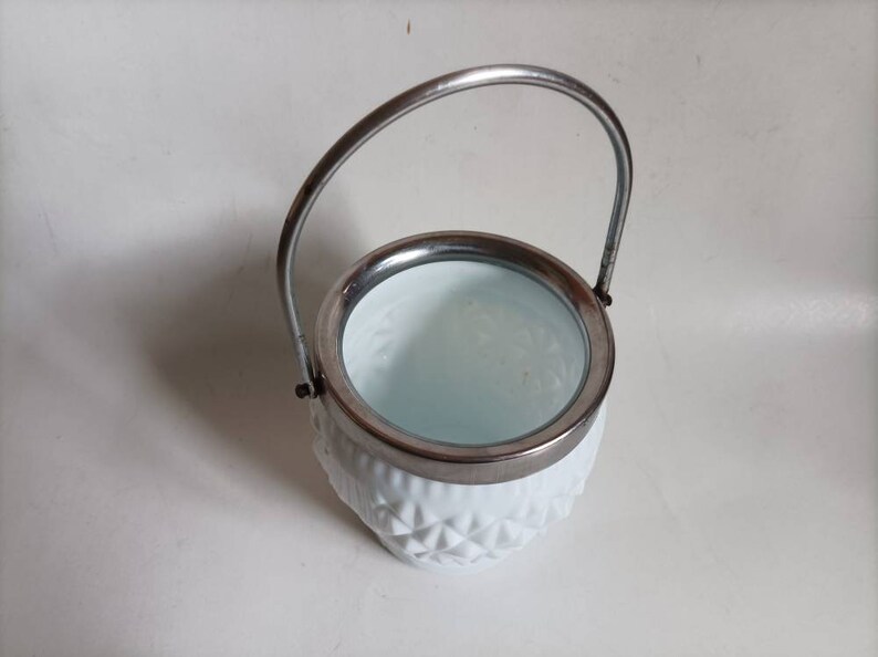 Vintage Milk Glass Ice Bucket / Ice Serving - Etsy